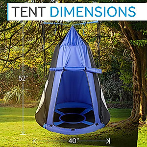 SereneLife Hanging Tent Swing with Hang Kit, Outdoor Tree Swing with Swivel Spinner for Kids (Blue)