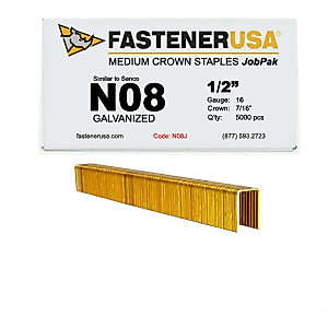 1/2" Leg x 7/16" Crown 16GA GALV N08 Staples 5,000ct | N08J
