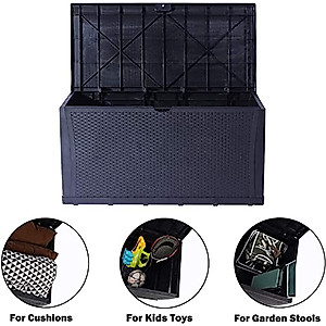 DACUN Safety Certification Large Deck Box Outdoor Storage Boxes 120 Gallon / 460L Waterproof & Lockable Storage Container Box for Patio Furniture, Outdoor Cushions, Garden Tools & Pool Supplies