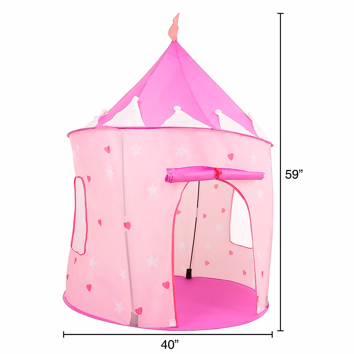 Hey! Play! Kids Play Tent, Princess Castle- Pop Up Girls Playhouse Hut for Indoor/Outdoor, Pink Playroom Toy- Foldable with Carrying Bag, 80-JGG02