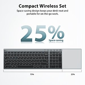 iClever DK05 Bluetooth Keyboard and Mouse Combo - 2.4G Wireless Rechargeable Keyboard Mouse, Compact Design with Numeric Keypad, Multi-Device Connection, Comfortable Typing for PC/Laptop/Windows/Mac