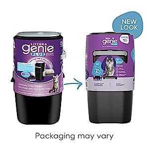 Litter Genie Plus Pail, Ultimate Cat Litter Disposal System, Locks Away odors, Includes One Refill, Black,Small