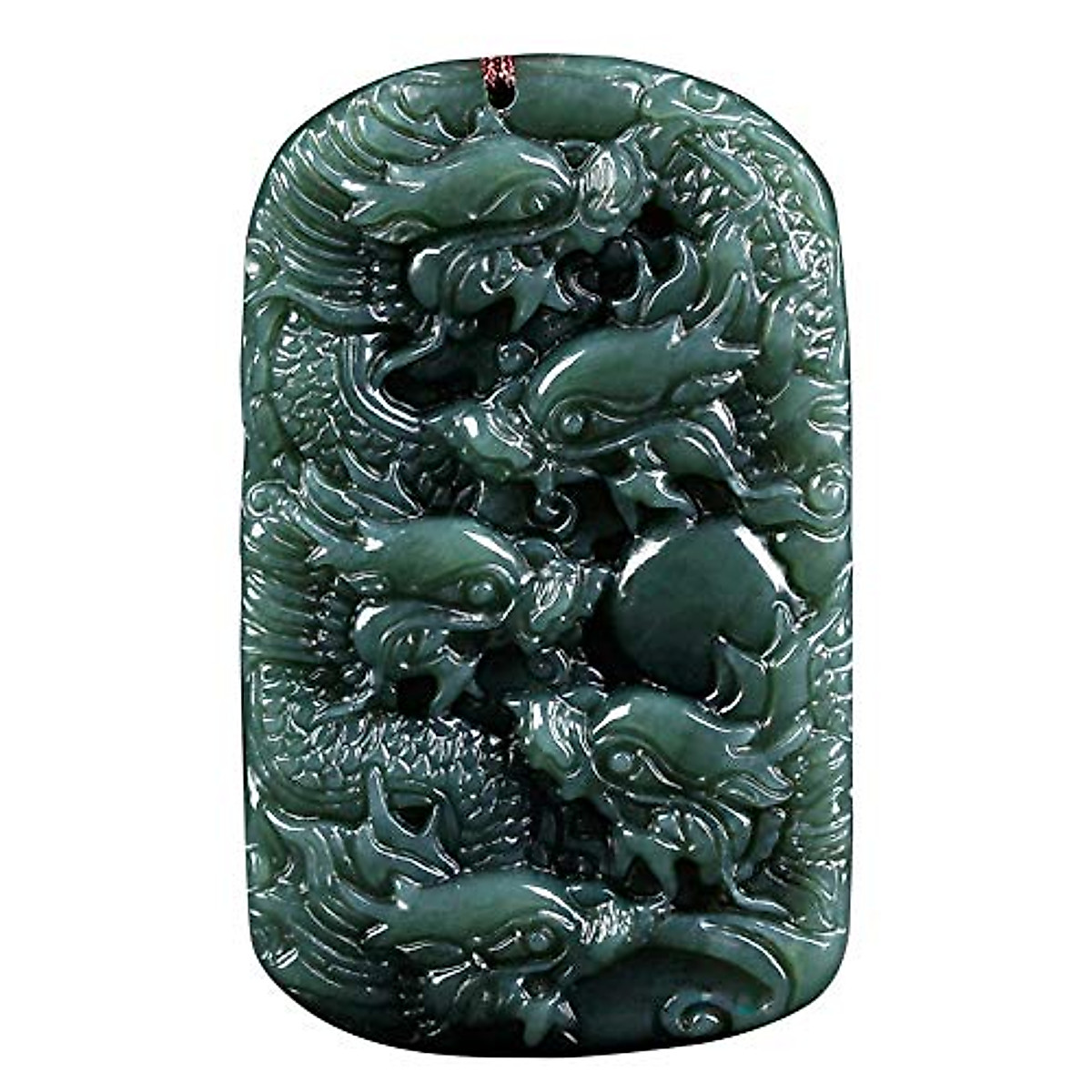 China Natural Hetian Green Jade Nephrite Carved Fengshui Zodiac Dragon Beast Pendant Amulet