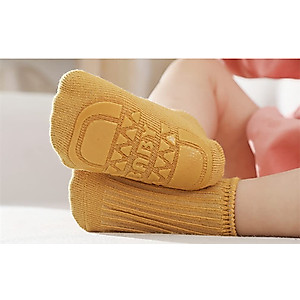 BEHELE Toddler Baby Non Slip Socks 8 Pairs Infant Newborn Antiskid Socks with Grips Solid Anti-Slip Unisex Ankle Socks for Girl Boy (M(1-3T))