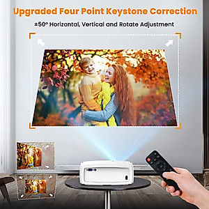 VYSER Projector with 5G WiFi & Bluetooth, 400ANSI Native 1080P Movie Projector with Screen, 4P/4D Keystone Correction, 300" Portable Outdoor Projector Compatible with HDMI, VGA, USB, iOS/Android
