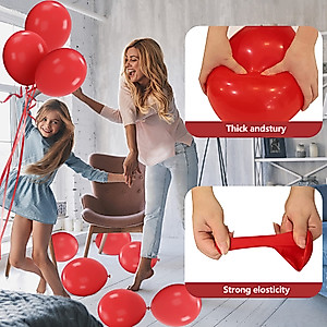 120Pcs Latex Party Balloons, 12 inch Red Helium Balloons with Ribbon for Birthday, Wedding, Baby Shower,Graduation Birthday Party Decorations