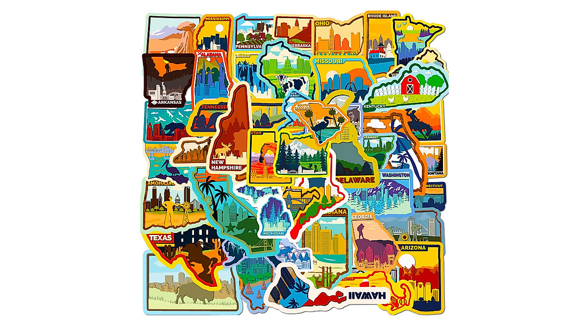 US States Stickers - Waterproof Vinyl Collection for Laptops & Water ...