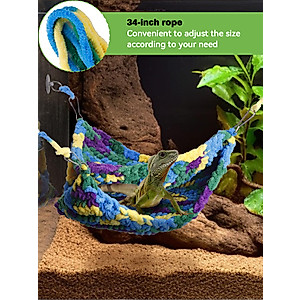 Double-Layered Reptile Hammock - Soft Bearded Dragon Hammock Swing Hanging Bed with Strong Suction Cups & Hooks, for Lizard Gecko Chameleon Small Reptiles, Triangular