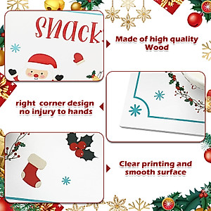 Layhit Santa Cookie Plate for Kids Christmas Cookies Plate Rectangle Wooden Santa Treat Tray Christmas Eve Tableware Putting Milk Mugs and Reindeer Snacks Cute Placemats for Xmas Decoration Supplies