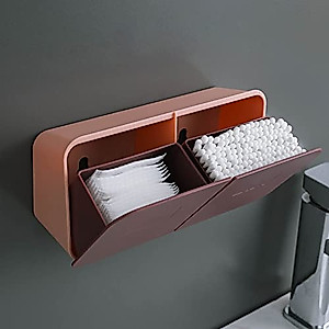 idio22Q Qtip Holder Wall Mount Cotton Swab Storage Box Bathroom Vanity Organizer Canister Storage Box Container Makeup Pads Dispenser for Cotton Swabs, Rounds, Balls, Sponges ( Grey )