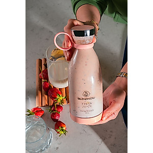 Blendnow Personal Size Blender, Portable Blender for Shakes and Smoothies, USB Rechargeable Blender, Travel Blender, Gift, Fresh Juice Blender with Stainless Steel 4 Blades, 350 ML (Pink)