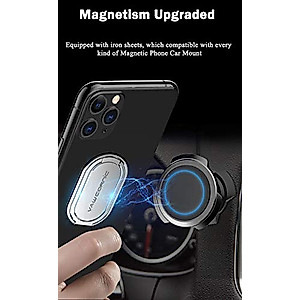 VAWcornic Phone Ring Holder Finger Kickstand, 540° Dual Direction Rotating Phone Grip for iPhone, Samsung, Huawei Smartphone, Tablet, Kindle, Switch Lite Compatible with Magnetic Car Mount (Silver)