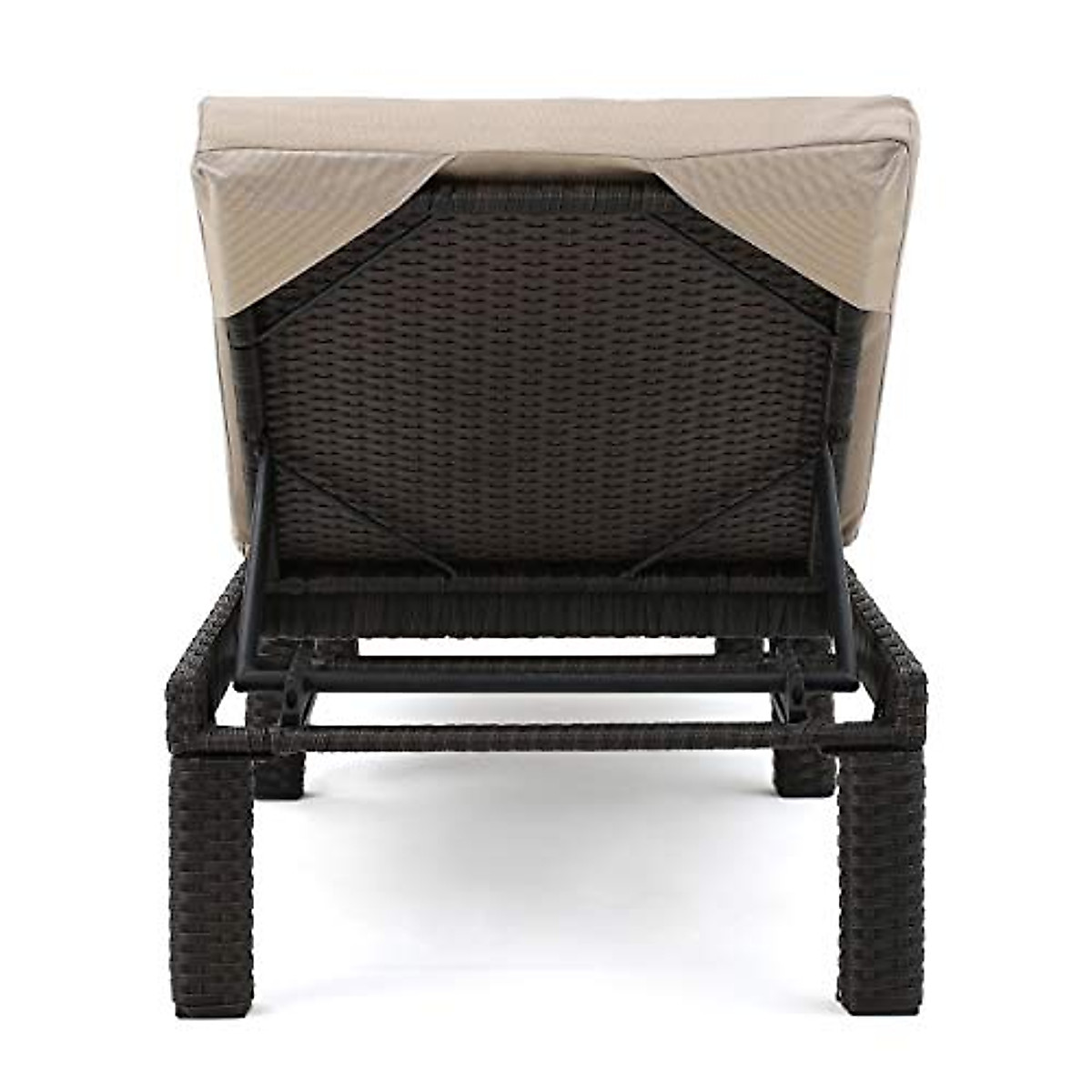 Christopher Knight Home Puerta Outdoor Wicker Chaise Lounges with Water Resistant Cushion, 2-Pcs Set, Dark Brown / Beige