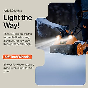SuperHandy Electric Snow Thrower Walk-Behind Blower Corded AC 120V 15A 18 x 10 Inch Clearing Path 25 Feet Throwing Distance 720 lbs/Min LED Headlights for Driveway Walking Path Yards