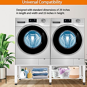 Talustool Premium Washer and Dryer Pedestal Stand Metal Steel Washing Machine Base Heavy Duty Universal Fit Total 1400lbs Capacity Washer Dryer Stand 58 x 29 x 15 Inch (2 pack)…