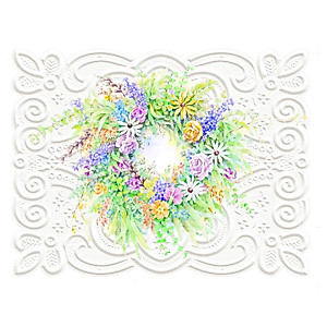 Carol Wilson Fine Arts Inc.- Wreath - Embossed & Die Cut Blank Note Cards in Portfolio Box - 10 Count - ncp2133