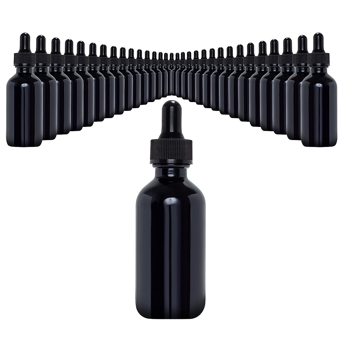 Zetta Glass Company 1 oz Black Brilliance: Precision And Elegance Tincture Bottles With Measured Dropper