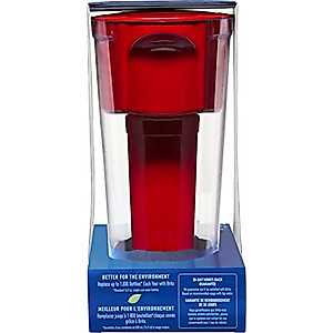 Brita Water Filter Pitcher for Tap and Drinking Water with 1 Standard Filter, Lasts 2 Months, 6-Cup Capacity, Christmas Gift for Men and Women, BPA Free, Red