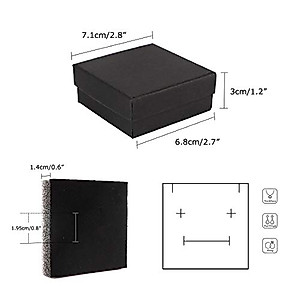 dedoot Kraft Jewelry Boxes, Pack of 30 Square Cardboard Jewelry Gift Box 2.8x2.8x1.2 Inch Small Necklace Ring Earring Kraft Box for Jewelry Set with Velvet Cushion, Black