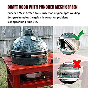 Mydracas Green Egg Replacement Part Draft Door Screen Kit for XLarge Big Green Egg,Stainless Steel Bottom Vent with Punched Mesh Screen,XLarge Big Green Egg Accessories,Draft Door Kit for BGE
