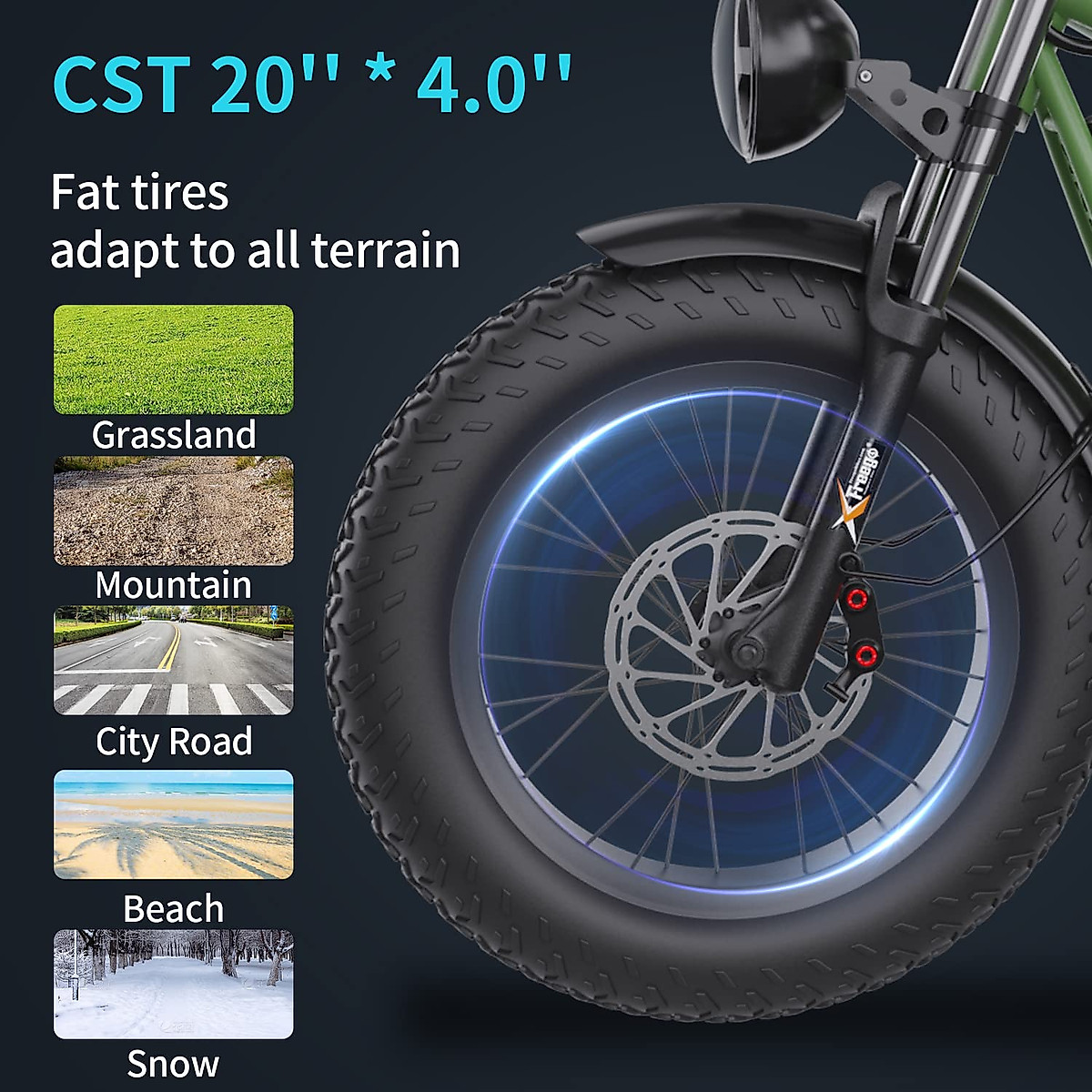 Freego Electric Bike for Adults, 1200W/48V/20Ah, 20"x 4" Fat Tires Off Road Electric Bicycle with Removable Battery, 31MPH & 40 Miles Long Range Ebike UL Certified,DK200 Pro with Two Seats