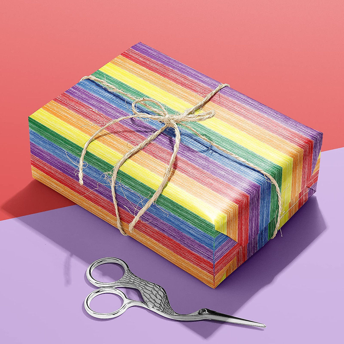 LDGOOAEL Flat Wrapping Paper Sheets -12 Sheets with 4 rainbow Paterns, Gift Wrapping Paper for Holiday, Birthday, LGBT - Pre cut & Folded(19.6" x 27.5“ Per Sheet)