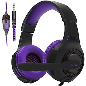 Anivia PC Gaming Headset with Mic, Stereo Gaming Headphones Compatible with Xbox One,PS4,PS, PC, Mac, Laptop, Android,Smartphone, Tablet,Purple