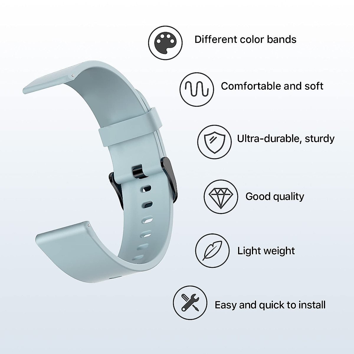 Ticwatch E3 Smart Watch Wear OS by Google for Men Women Plus 20mm Width Silicone Watch Bands Strap Replacement Watchband E3 and GTH Pro Health Monitor Fitness Tracker GPS NFC Mic Speaker