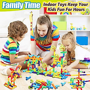 EP EXERCISE N PLAY Kids STEM Building Toys Tube Locks Construction Blocks Set Creativity Interlocking Pipe, Preschool Educational Learning Toys Gift Present for Toddlers Boys and Girls 3-5 (250PCS)