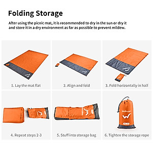 Sandproof Beach Blanket 79in x 83in Camping Mat Waterproof Picnic Blankets with Floating Waterproof Phone Pouch Washable Rug for Travel Hiking Music Grass BBQ Trips Lightweight Quick Drying Orange