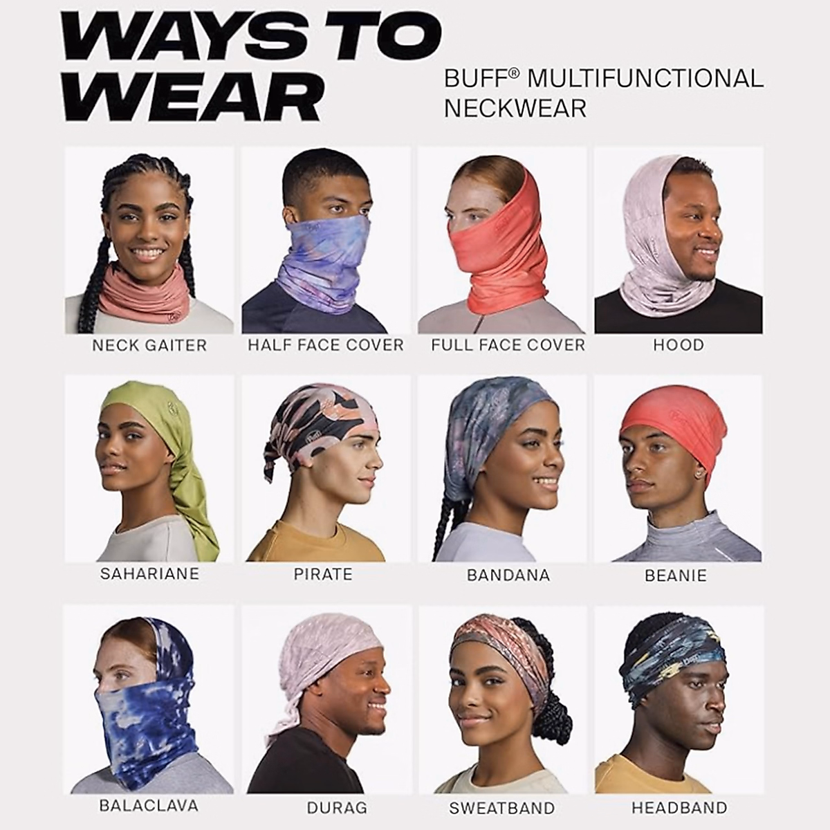 BUFF CoolNet UV Half Neck Gaitor, UPF 50 Sun Protection, Breathable, Cooling Bandana, Versatile, Quick Dry Face Mask, Bihar, Adult Size