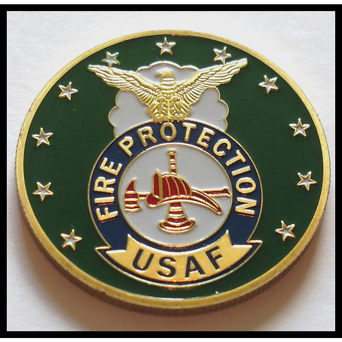 USAF Air Force Fire Department Firefighter Colorized Challenge Art Coin