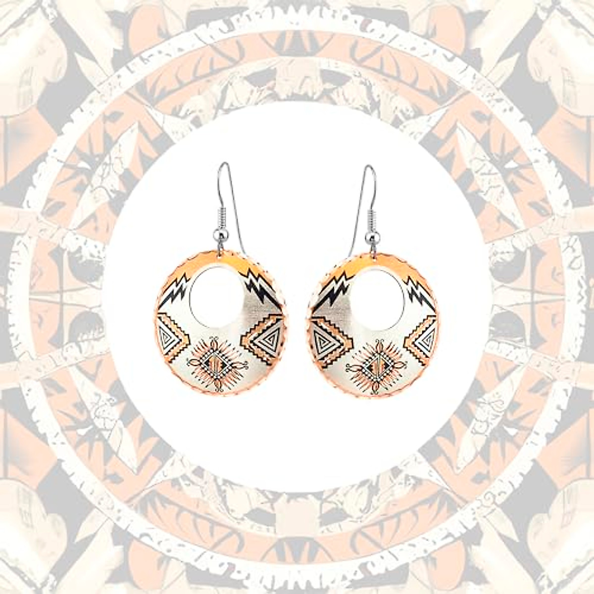 FRONT LINE JEWELRY SW Native American Earrings Copper Hoop Earrings in a Sunburst Design Perfect for Women Who Appreciate Native American Jewelry.