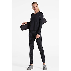 Dragon Fit High Waist Yoga Leggings with 3 Pockets,Tummy Control Workout Running 4 Way Stretch Yoga Pants (Small, Black&Grey Camo)