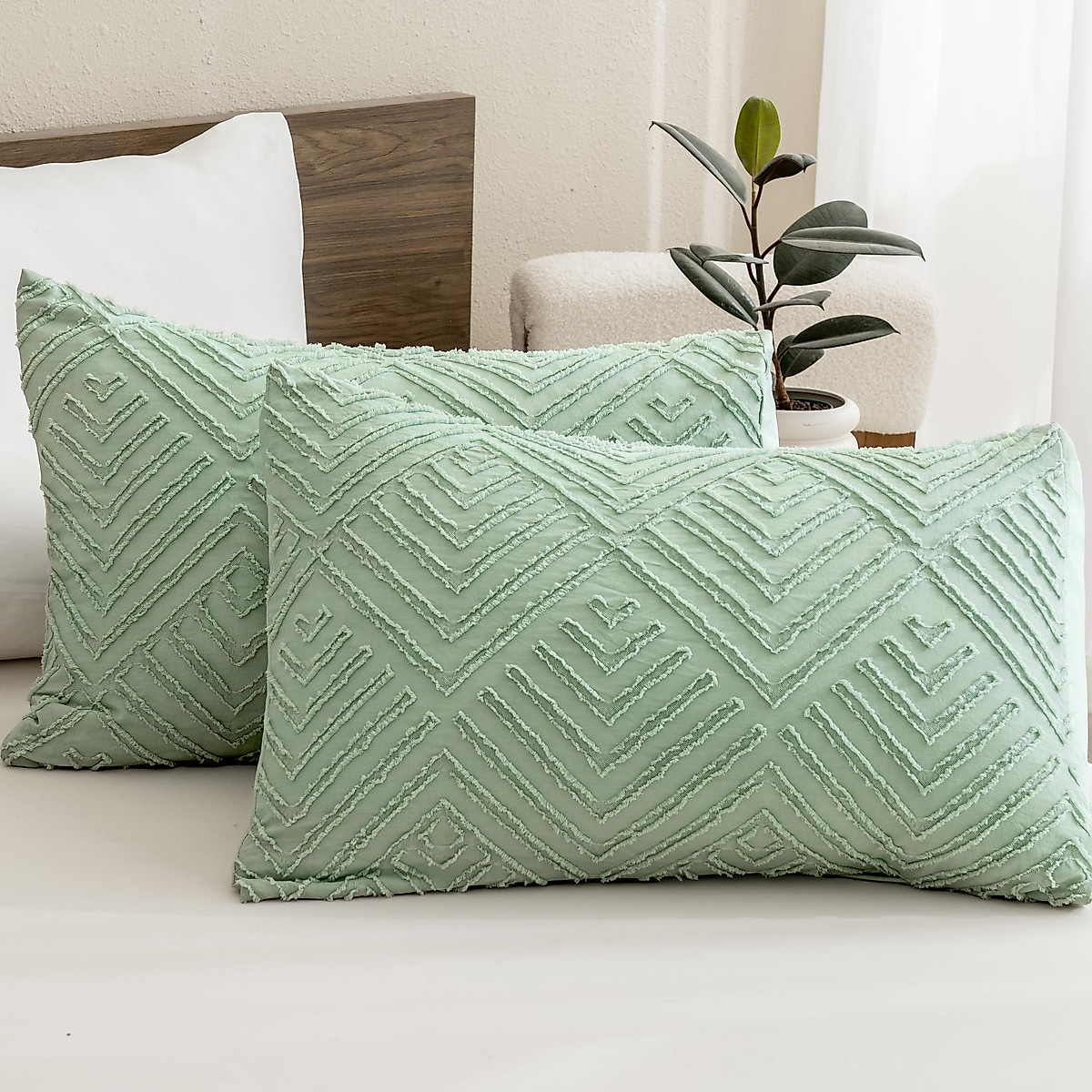 Andency Full Comforter Sets Sage Green, Boho Lightweight and Fluffy Bedding Set for Full Bed, 3 Pieces Tufted Farmhouse Design for All Seasons (79x90Inches, 1 Comforter and 2 Pillow Shams)