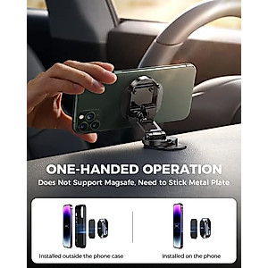Anwas Magnetic Car Phone Holder Mount Alloy Folding Magnetic Car Phone Holder for Car Dashboard, 360° Adjustable Hands Free Car Phone Holder Mount Fit All iPhones, Samsung, etc