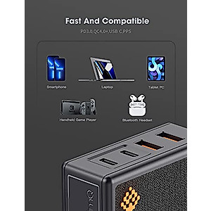 𝐒𝐥𝐢𝐦𝐐 GAN USB C Charger: 100W,96W,87W,85W,67W AC Adapter - 4 Port Fast Compact PD Wall Block - Type-C High Speed Charging Station - Travel Adapter for MacBook,Surface,Lenovo