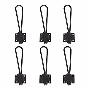FGen 6pcs Premium Black Bathroom Toilet Hook, Heavy Black Entry Channel Hook, Coat Hook