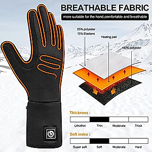 Haeglauv Heated Glove Liners for Men Women,Electric Battery Heated Gloves Rechargeable Thin Heated Work Gloves
