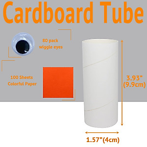 suituts 40 Pack Cardboard Tubes Bulk Craft Roll Tubes, Empty Toilet Paper Rolls For Craft DIY Art,1.6X3.9 Inch Craft Tubes Come with 100 Sheets Colorful Paper and 80 Pieces Wiggle Eyes (White)