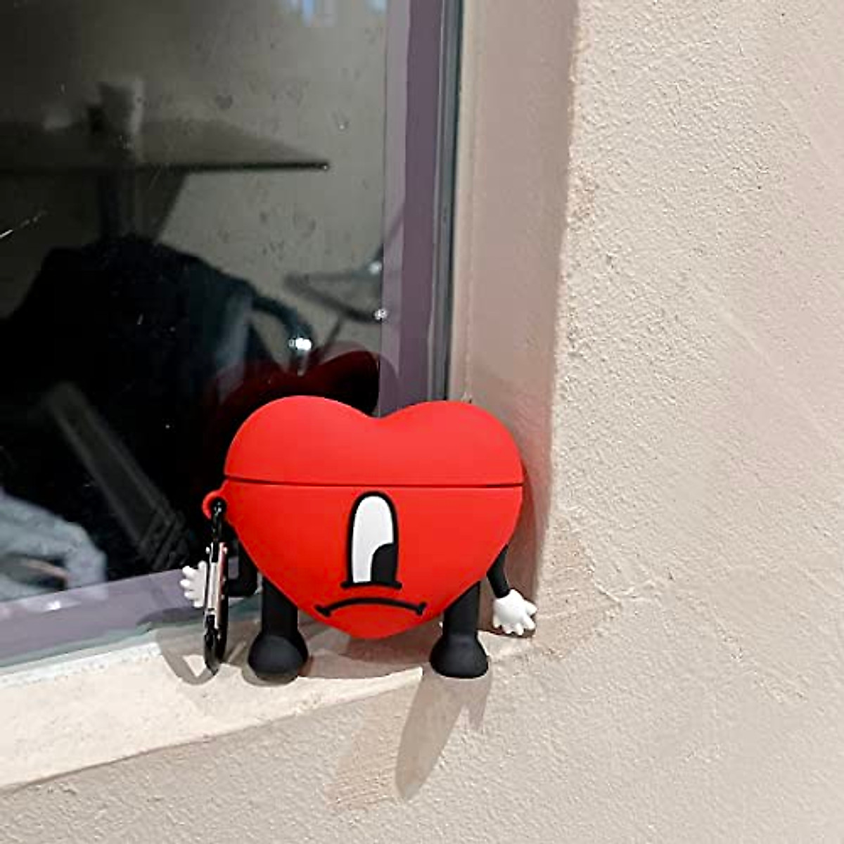 Airpods Pro 2nd Generation (2022) Case, Ponnky 3D Cute Fun Cartoon Fashion Funny Character Design Keychain Cover for Teens Women Men Soft Silicone Airpods Pro 2019 Headphone Case - Red Heart
