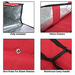 Trail maker Pizza Carrier Insulated Bags Large for Deliveries, Insulated Pizza Carrier Delivery Bag 20x20 Food Bag for Personal and Professional Use (Red)