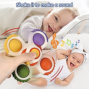 HCFJEH Suction Cup Spinner Toys, Baby Montessori Sensory Educational Learning Toy, Infant Bath Teething Travel Fidget Toy, Toddler First Birthday for 6 9 12 18 Months Age 1 2 3 Old Boys Girls