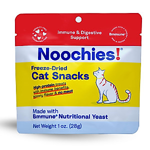 Noochies! Sustainable High-Protein Freeze-Dried Cat Treats - Meat-Free, B Vitamins, Fiber, Natural, Grain-Free - Supports Gut Health, Immune System - Proprietary Bmmune Formula (1 Pack)
