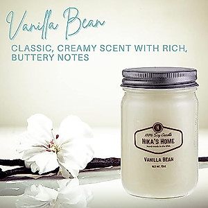 Nika's Home 12oz Mason Jar Soy Candles - 2 Pack (Vanilla Bean)