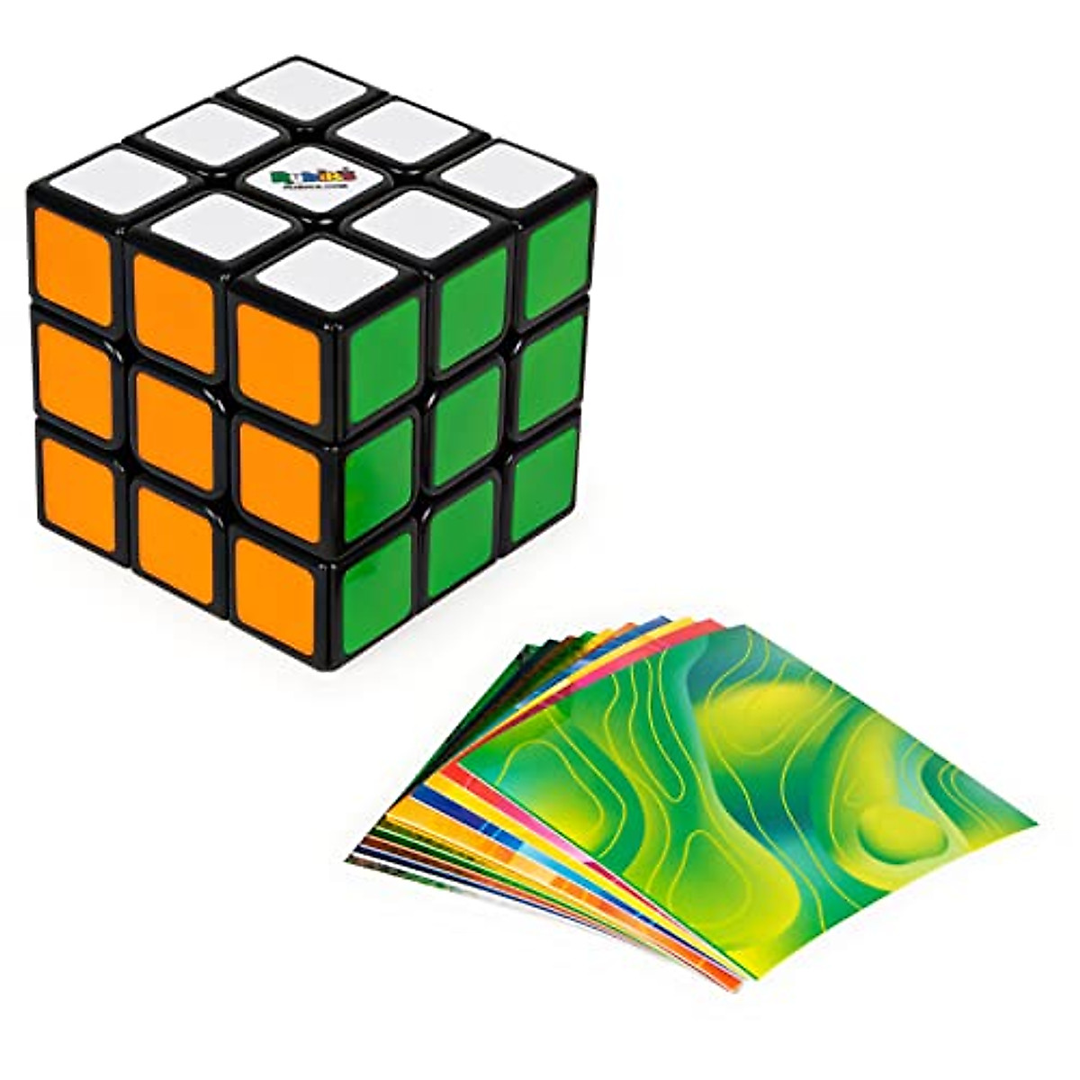 Rubik's Cube, Original 3x3 Puzzle Brain Teaser Fidget Toy with Removable Interchangeable Mod Stickers to Customize, for Adults & Kids Ages 8 and up