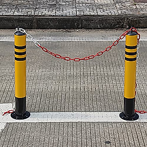 Car Parking Space Lock Bollard,2 Pieces Folded Steel Parking Bollard with 3 Meters Plastic Chain Upper Lock Parking Barrier Post