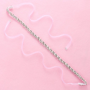 yanstar Handmade Bridal Belt Silver Crystal Rhinestone Wedding Belt Sash With White Organza For Bridal Wedding Party Gowns Dress