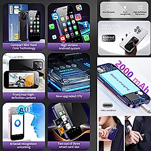 Soyes XS14Pro Mini 4G Smartphone 3.0 Inch Quad Core Dual Sim Ultra Thin Unlocked Card Mobile Phone WiFi Bluetooth Hotspot Student Pocket Cellphone (Black 2GB RAM 16GB ROM)