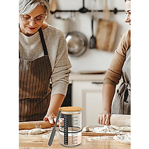 Txkrhwa Sourdough Starter kit, 900ml Glass Sourdough Starter Jar Wide Mouth Sourdough Fermentation Jar with Wooden Lid, Temperature Paper, Spatula Rubber String, Sourdough Bread Baking Supplies